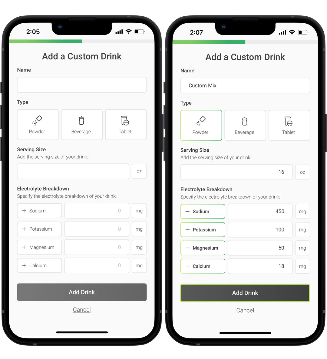 How to Add a Custom Drink – Nix Biosensors