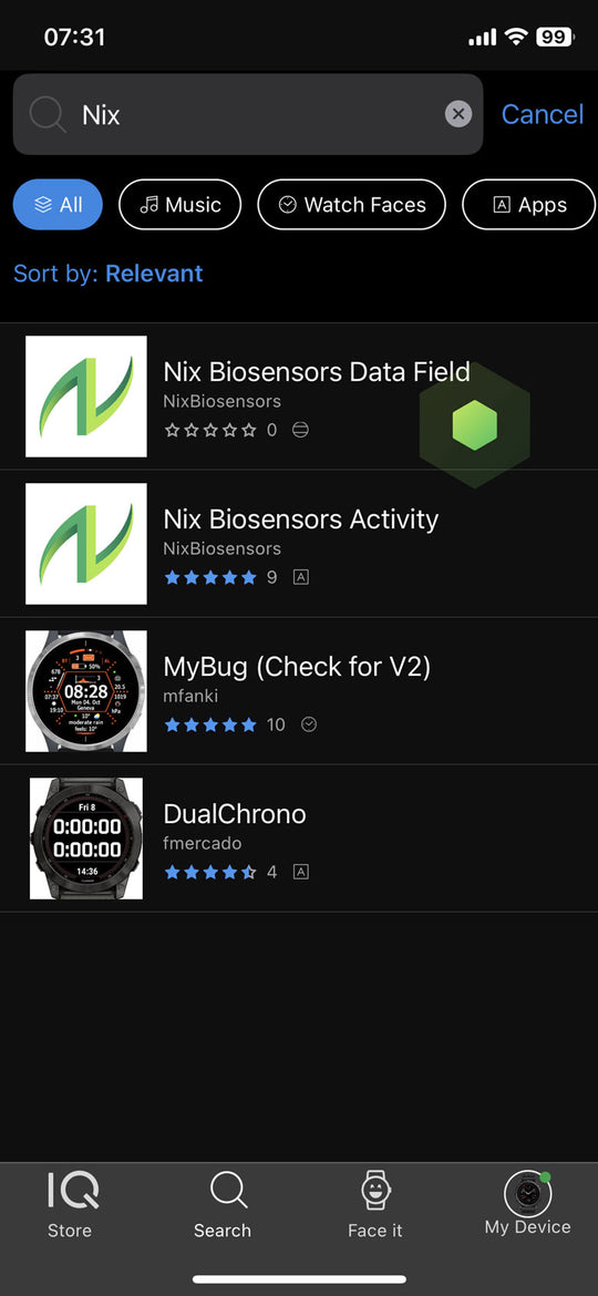 Garmin Data Fields – Nix Biosensors
