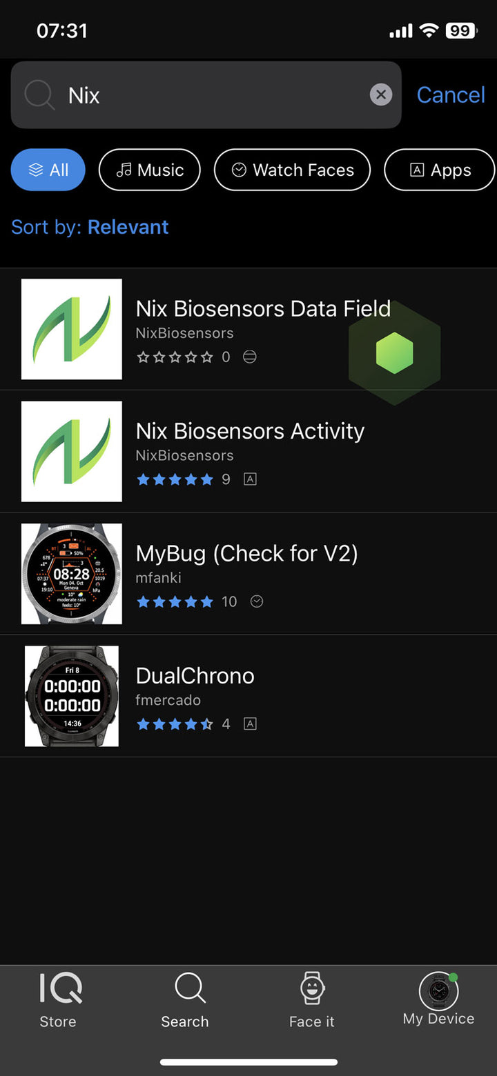 Garmin Data Fields – Nix Biosensors